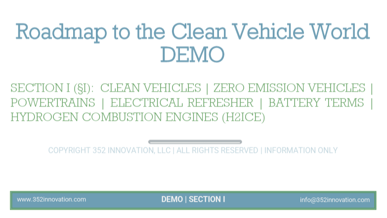 Roadmap to the Clean Vehicle World: COURSE DEMO