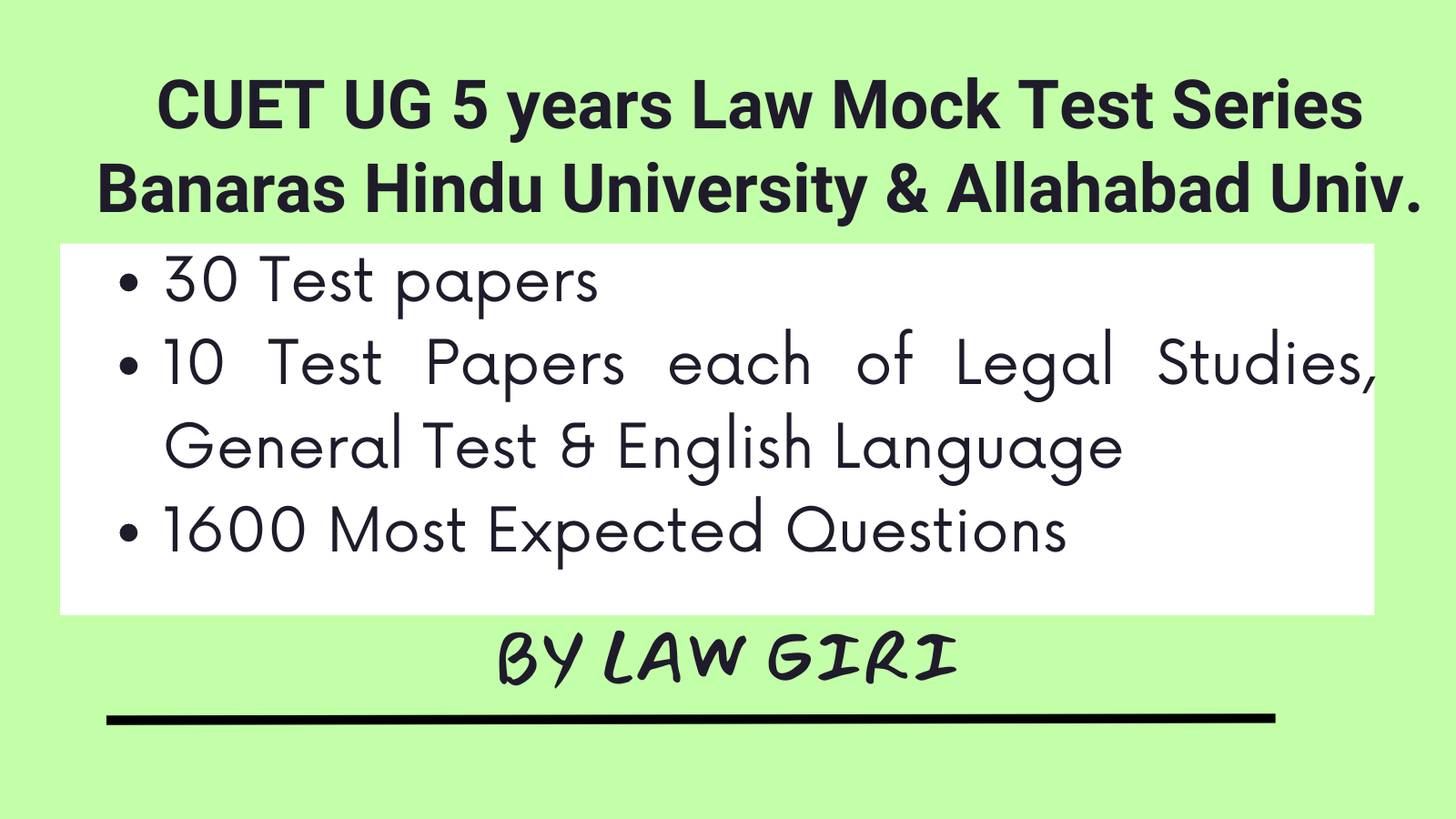 CUET UG 5 years LLB Mock Test Series (BHU & AU)