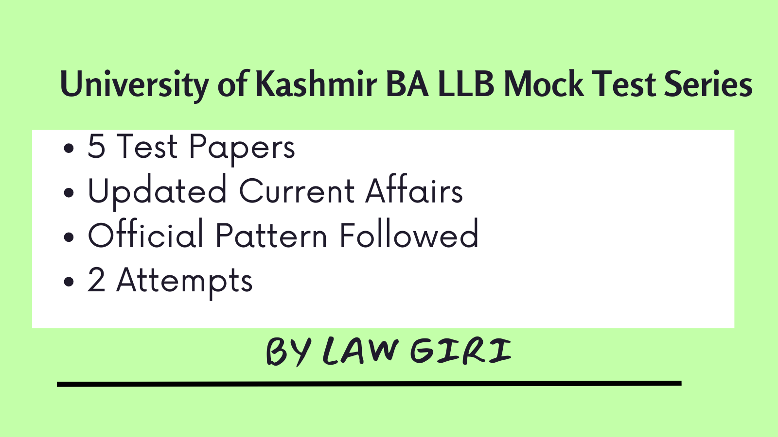 University of Kashmir BA LLB Mock Test Series and CA