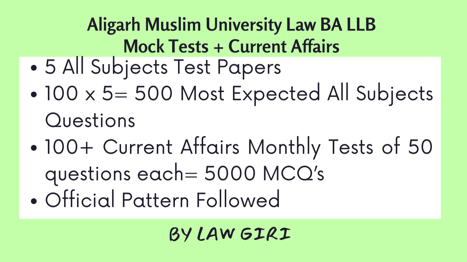 AMU BA LLB Mock Tests + 11 months Current Affairs MCQ's