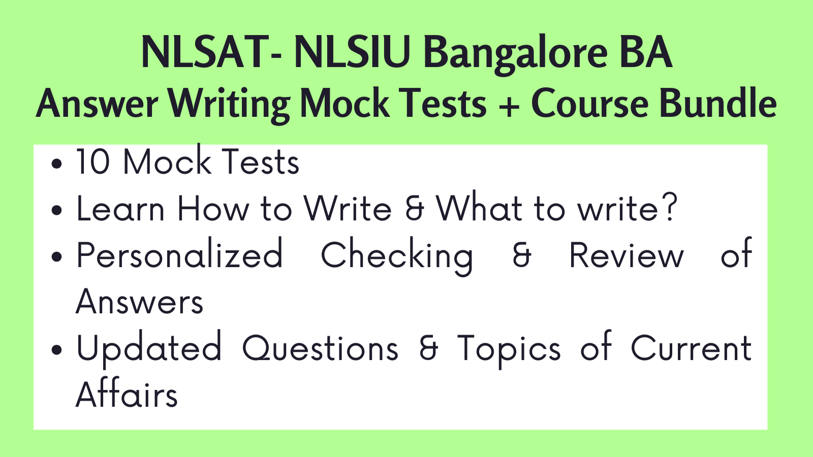 NLSAT BA Answer Writing Mock Tests + Answer Writing Course